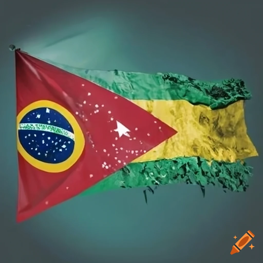 Hybrid flag design mixing brazilian and jordanian flags on Craiyon