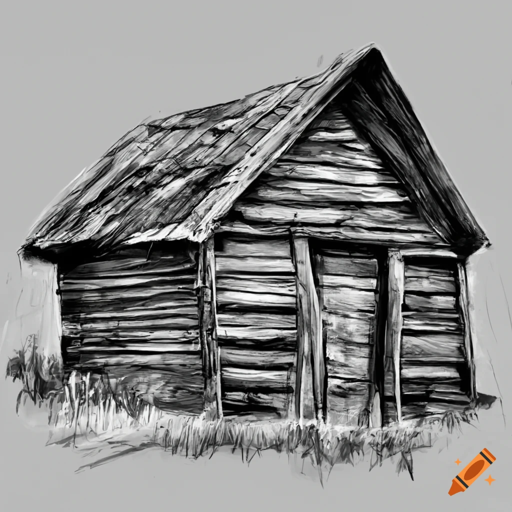 Old wooden shack on Craiyon