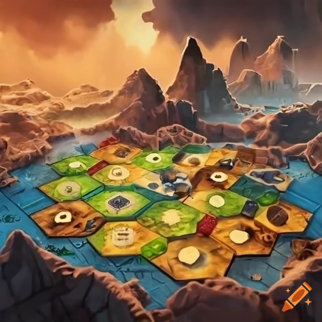 Settlers of catan tabletop board game on Craiyon