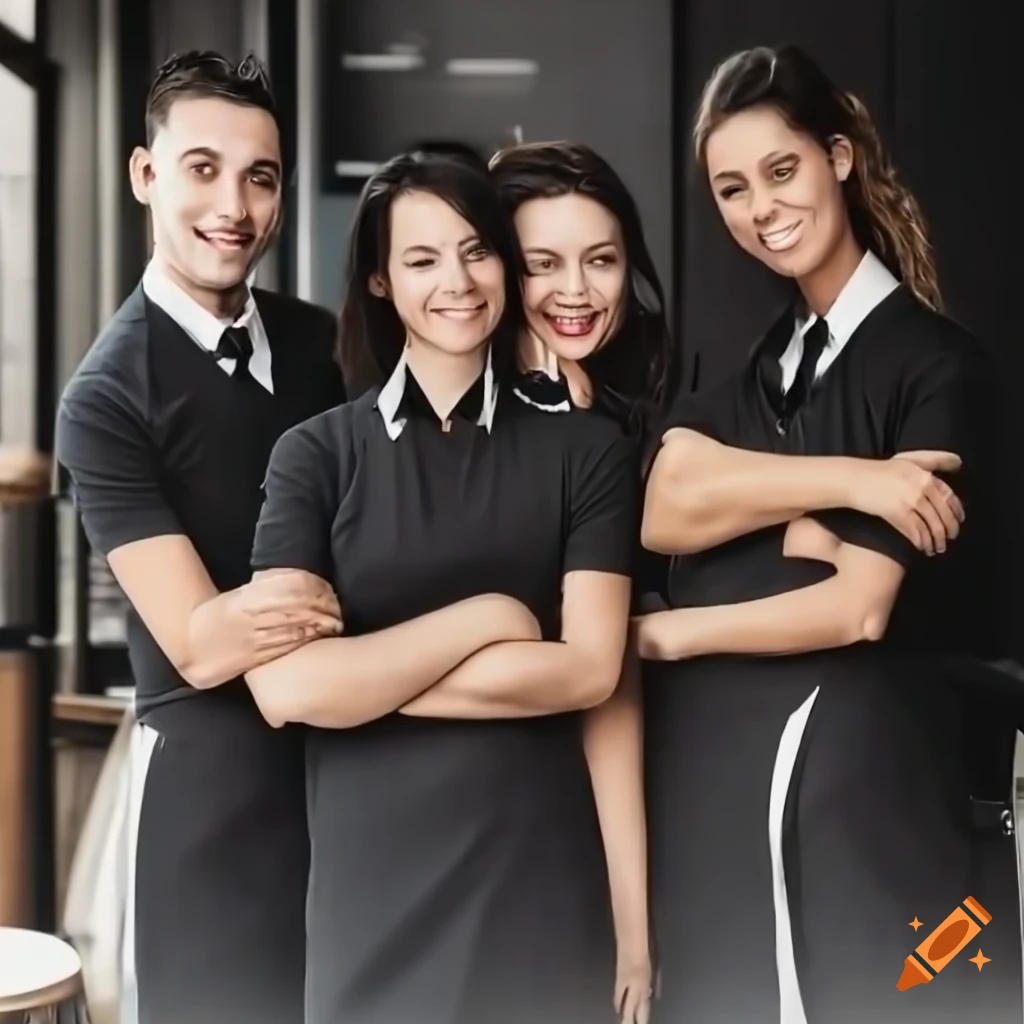 Staff in a sleek coffee shop on Craiyon