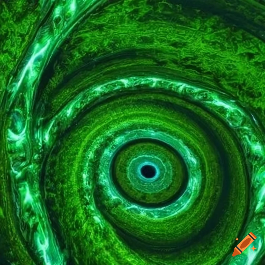 Abstract illustration of green chaos on Craiyon