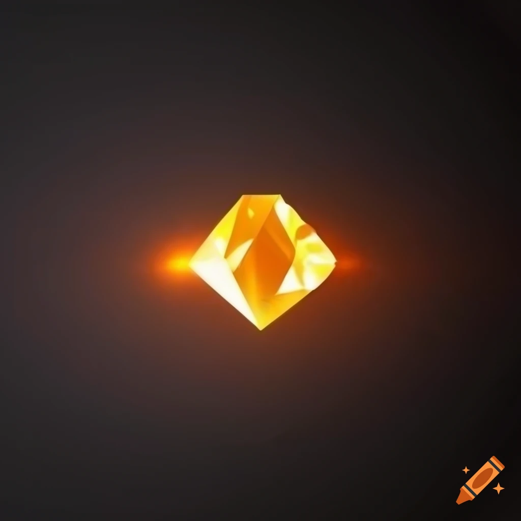 Glowing orange diamond on black background on Craiyon