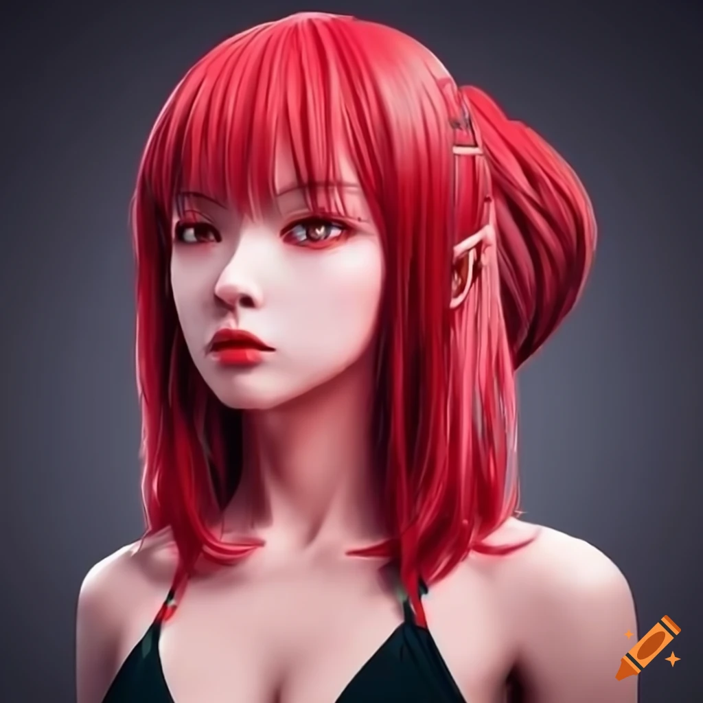 Anime female with red skin on Craiyon