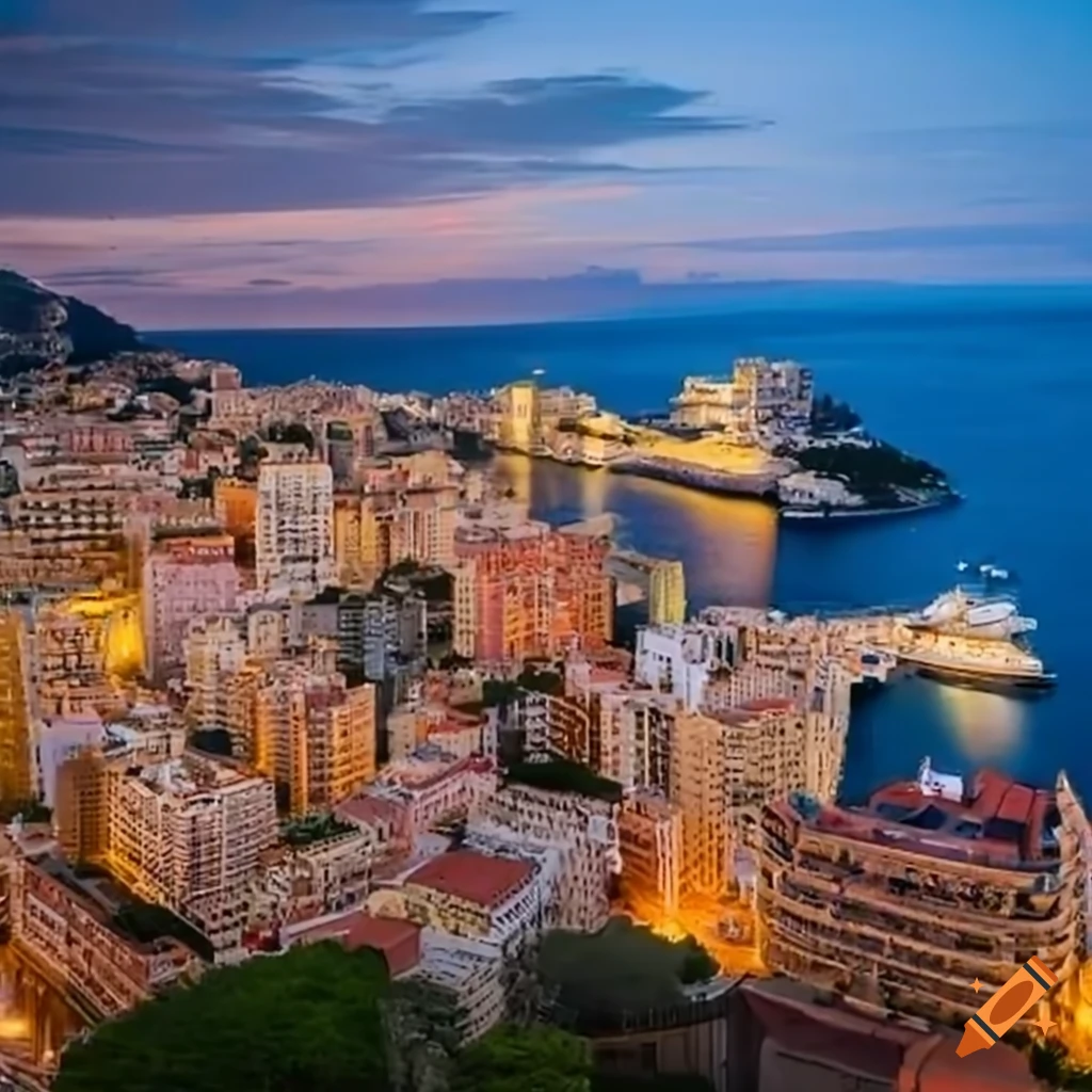 Monaco cityscape at dusk on Craiyon