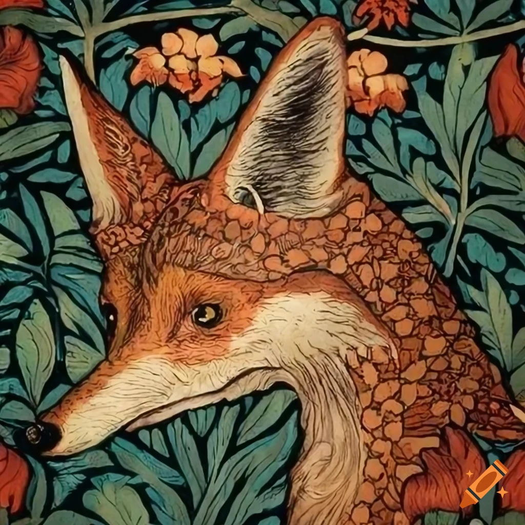 Fox illustration in batik and aboriginal textile style with influences ...