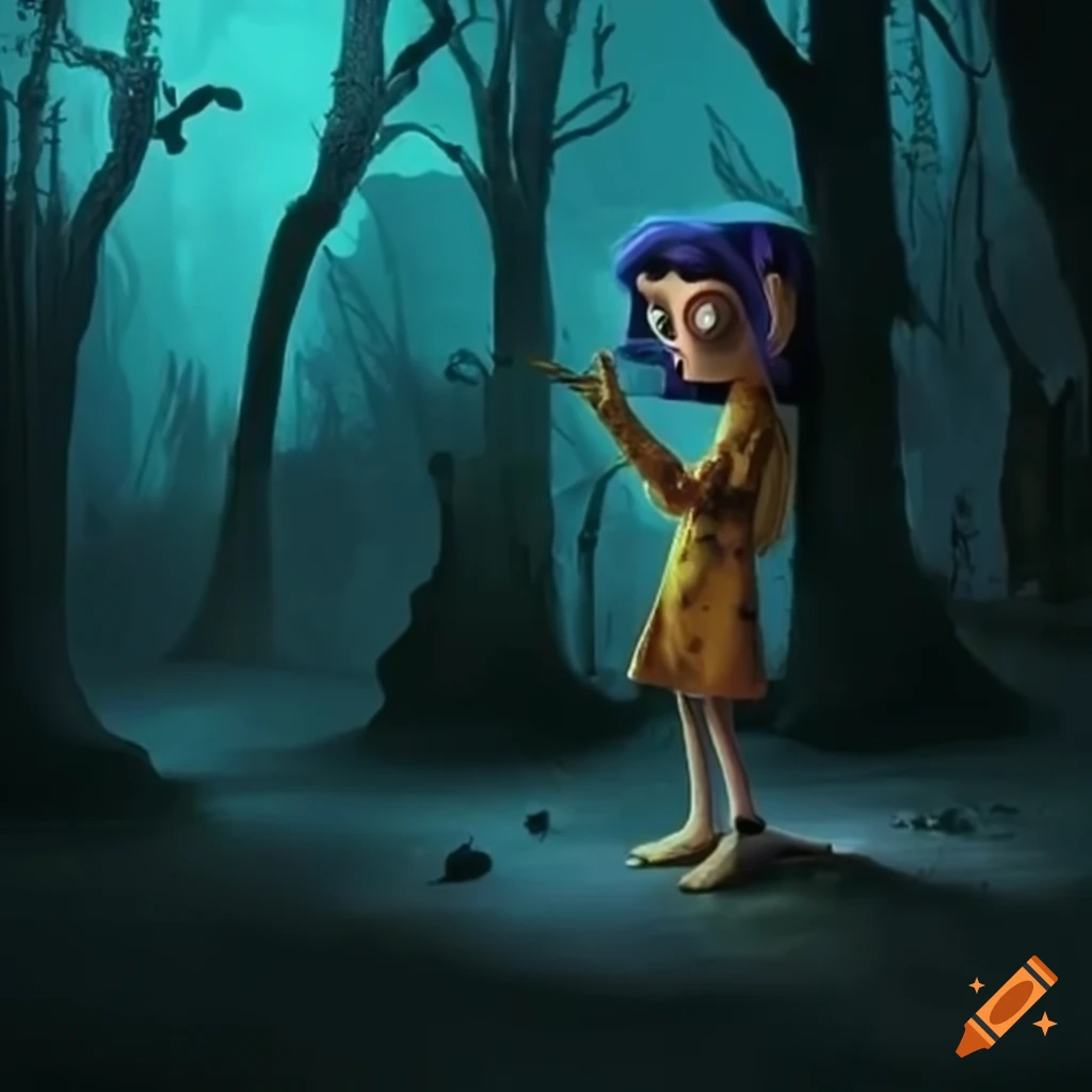 Coraline inspired scene on Craiyon