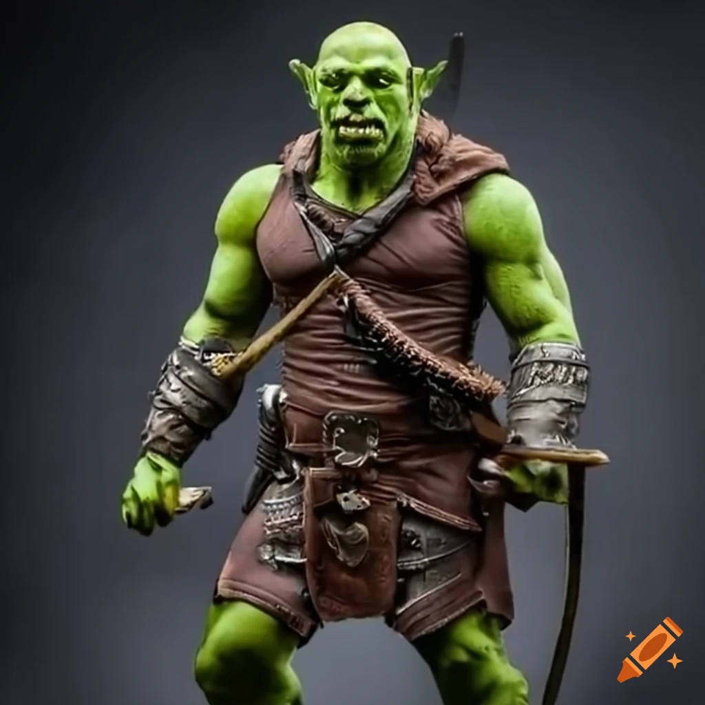 Half-orc ranger character inspired by joe rogan on Craiyon