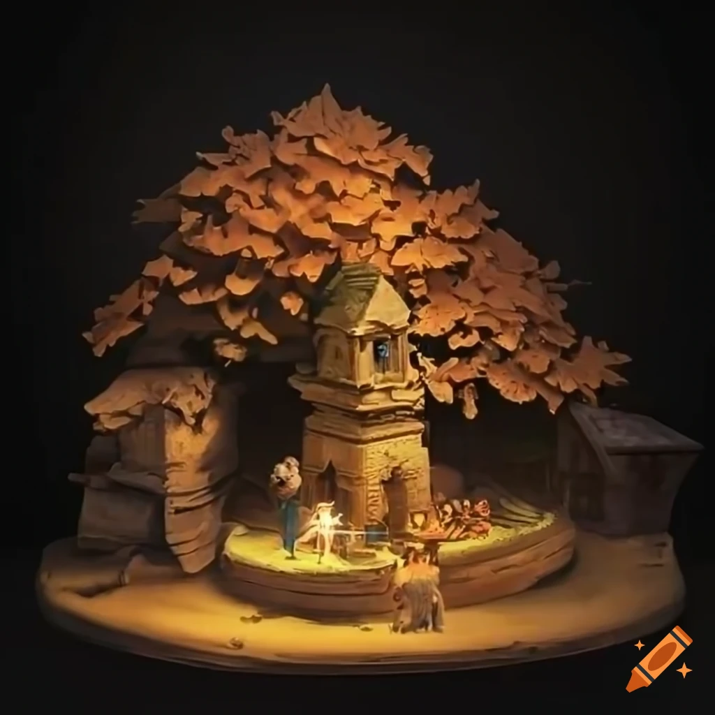 Diorama of legend of zelda with intricate layering and stunning ...