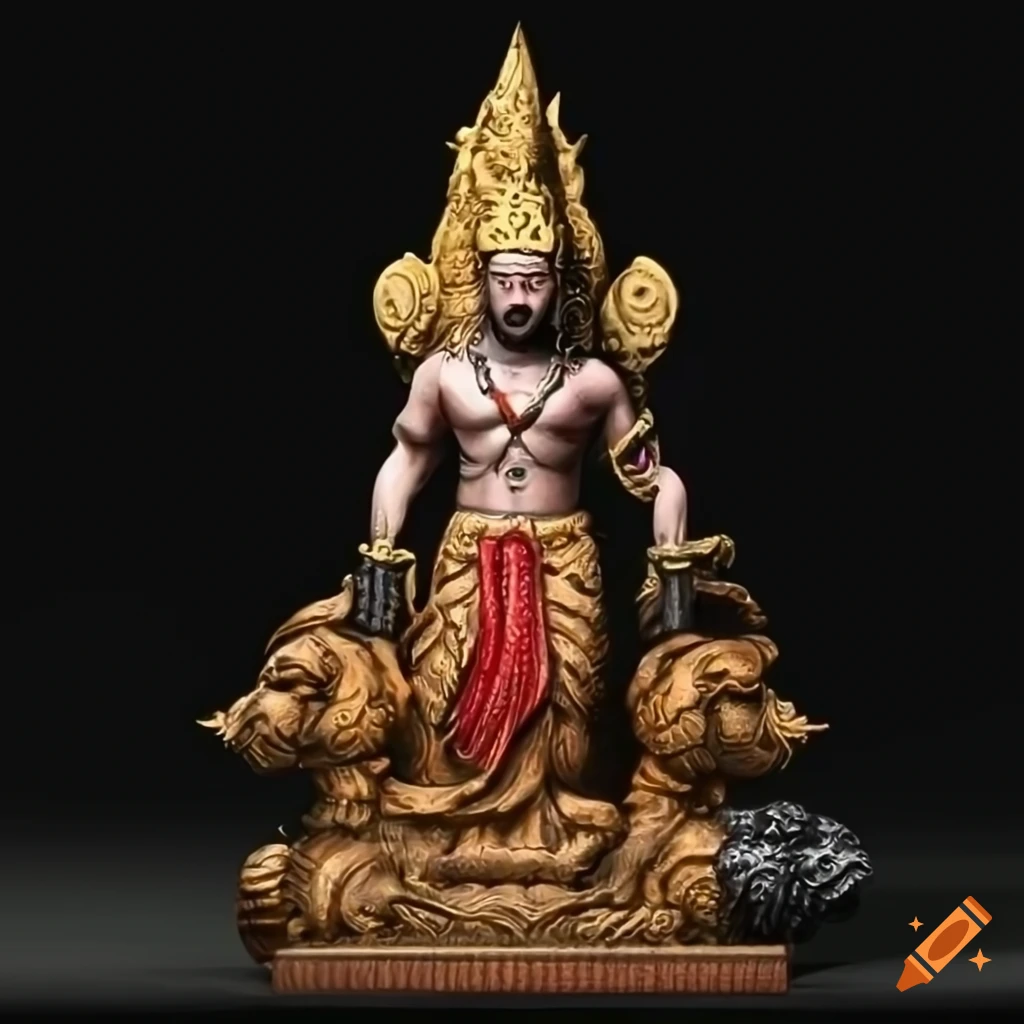 3D statue of Lord Ravana with 10 heads on Craiyon