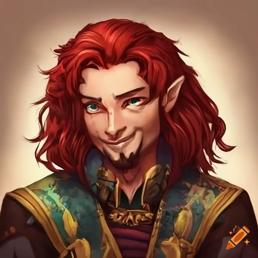 Smiling male kender bard on Craiyon