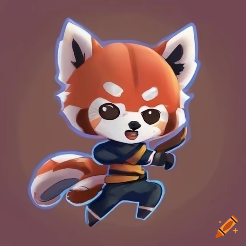 Adorable chibi red panda ninja illustration on Craiyon