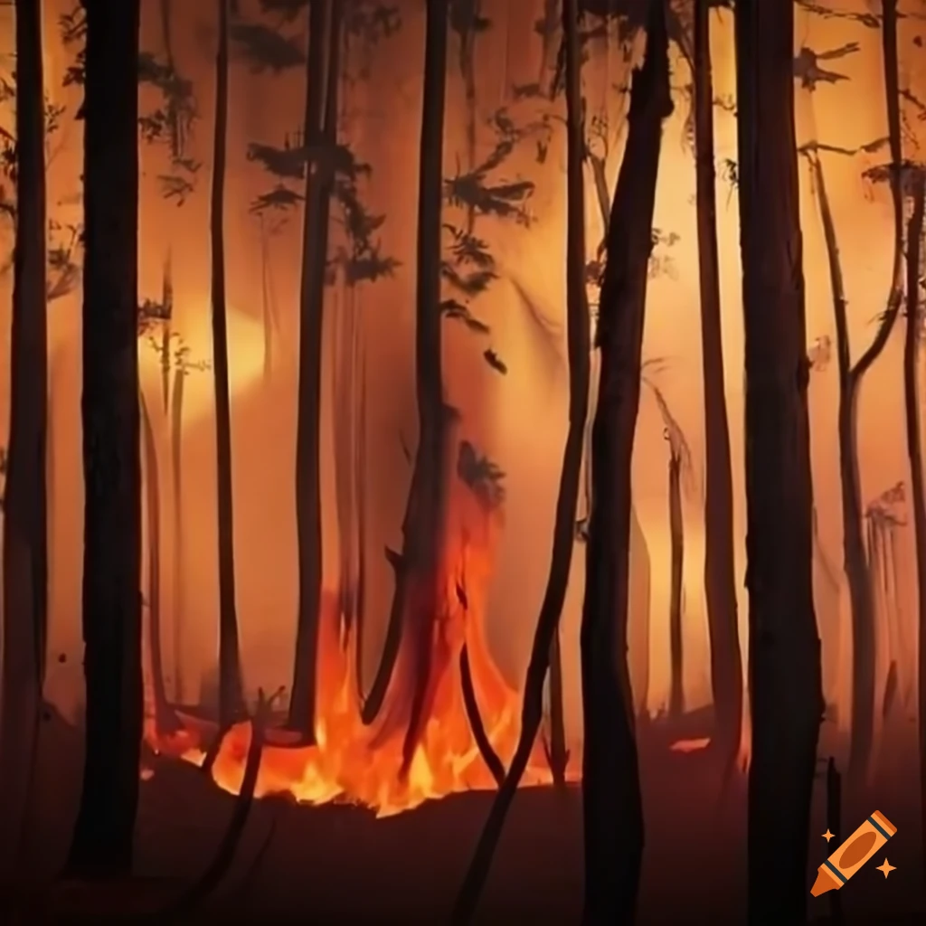 Intense forest fire on Craiyon