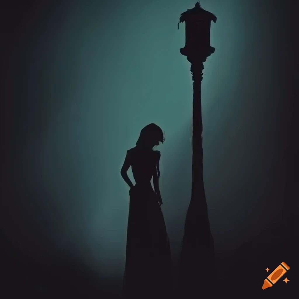 Shadowy silhouette in a dark, victorian-era street on Craiyon