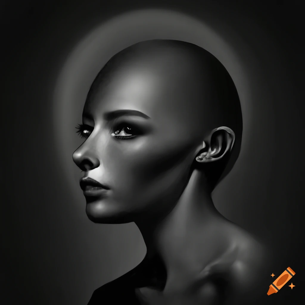 Paradoxical illusions artwork with a woman's face, monochrome on Craiyon