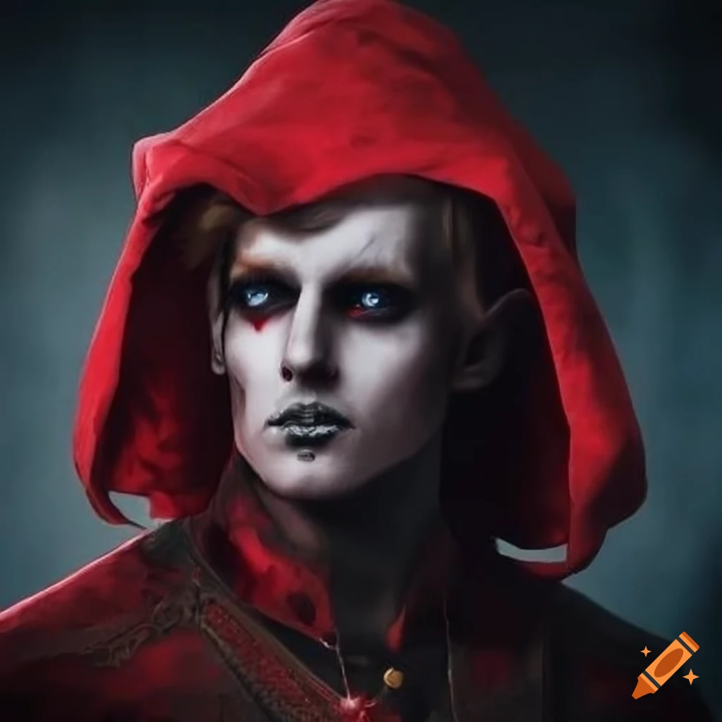 Dark fantasy man wearing a red french bonnet on Craiyon