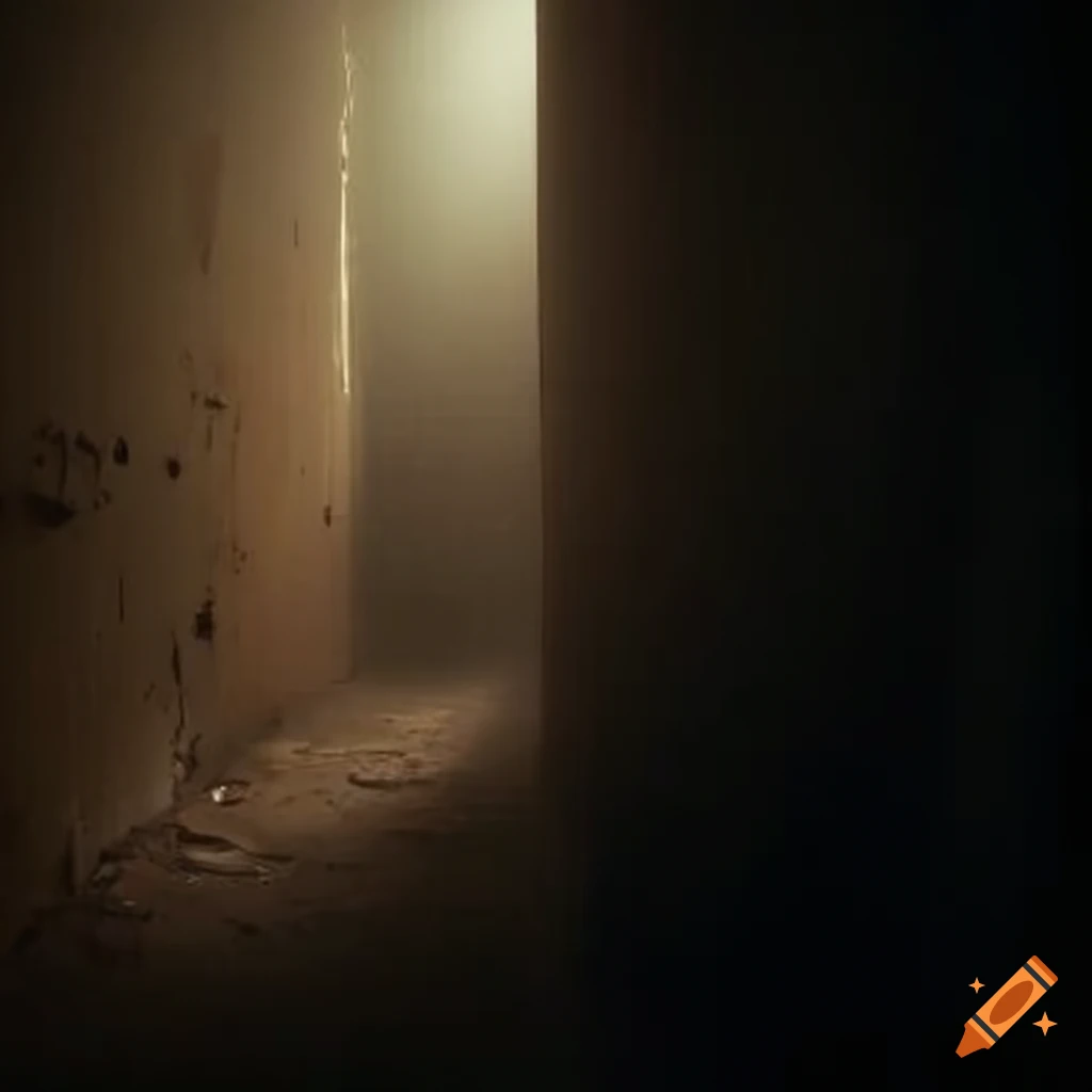 Foggy industrial rust with peeling paint and endless hallways on Craiyon