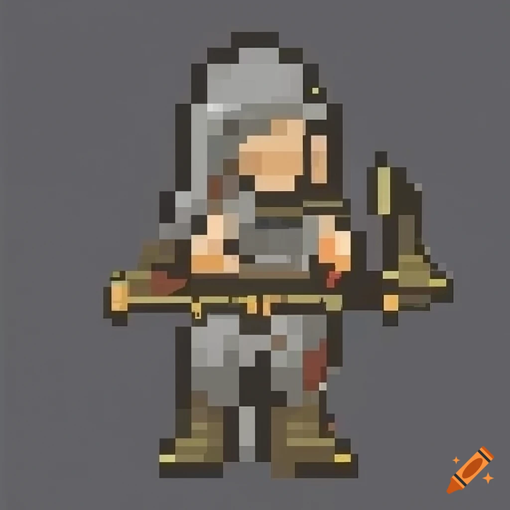 Tiorvian soldier 8-bit rpg sprite in pixel style on Craiyon