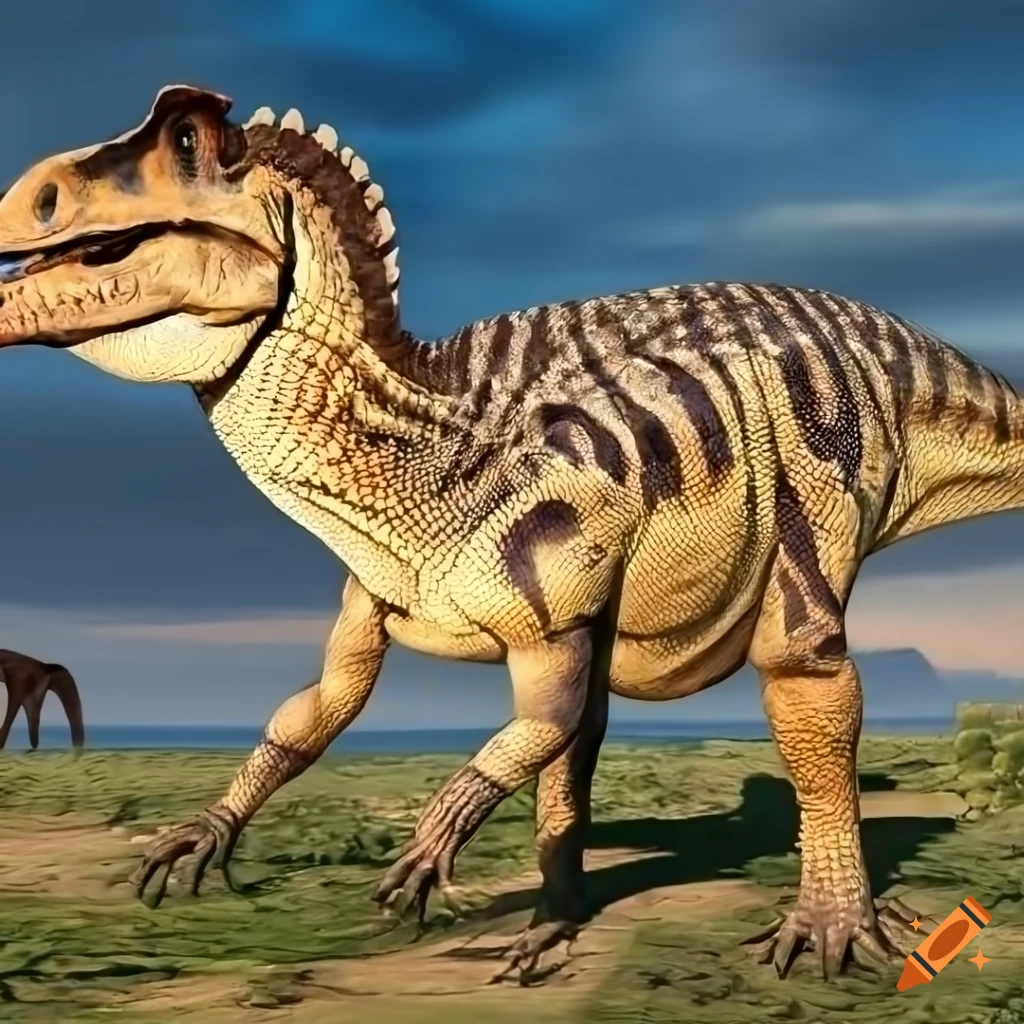 Hadrosaurus dinosaur with intricate colorful pattern and detailed scaly ...