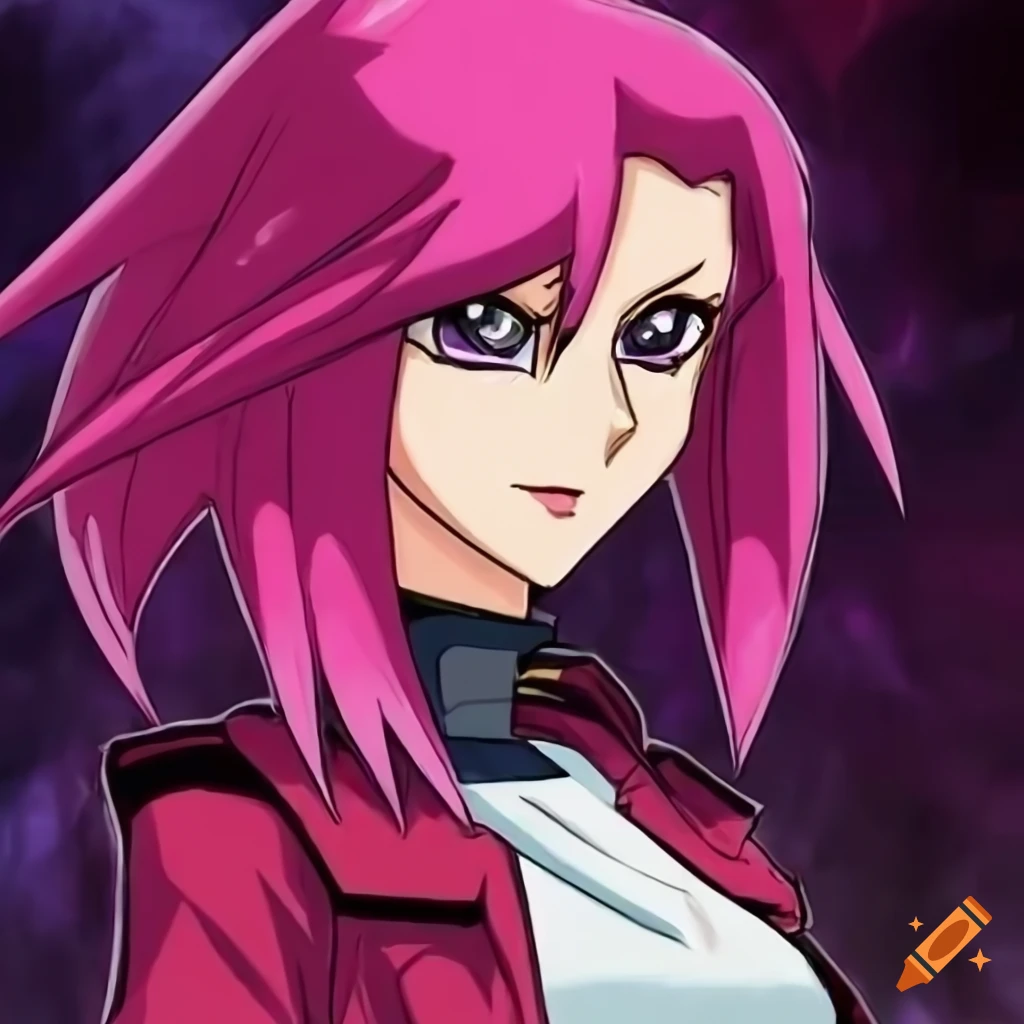 Beautiful young woman with long pink hair and pink coat inspired by Yu ...