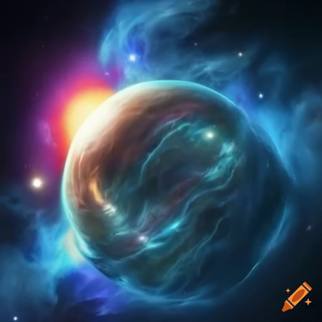 Galactic nebula with endless virtual universe planets on Craiyon