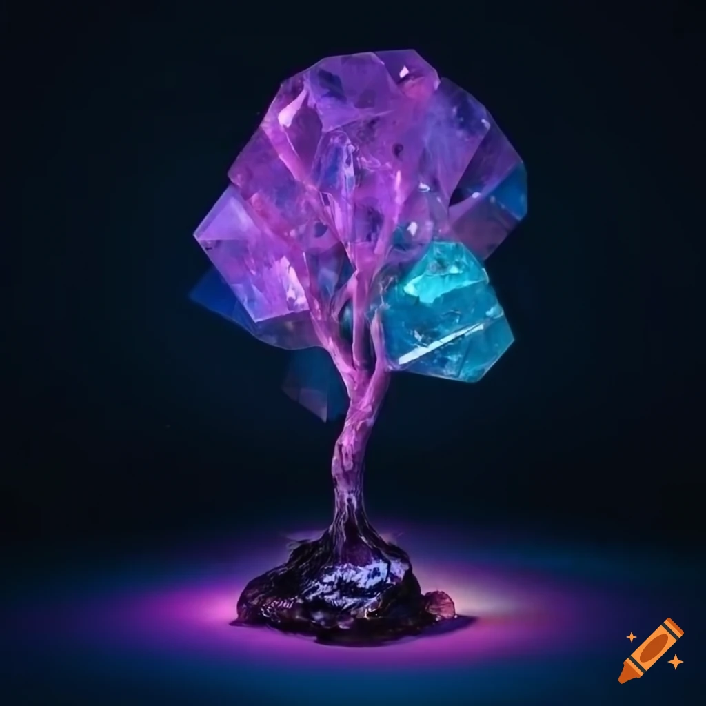 Space crystal tree illustration on Craiyon