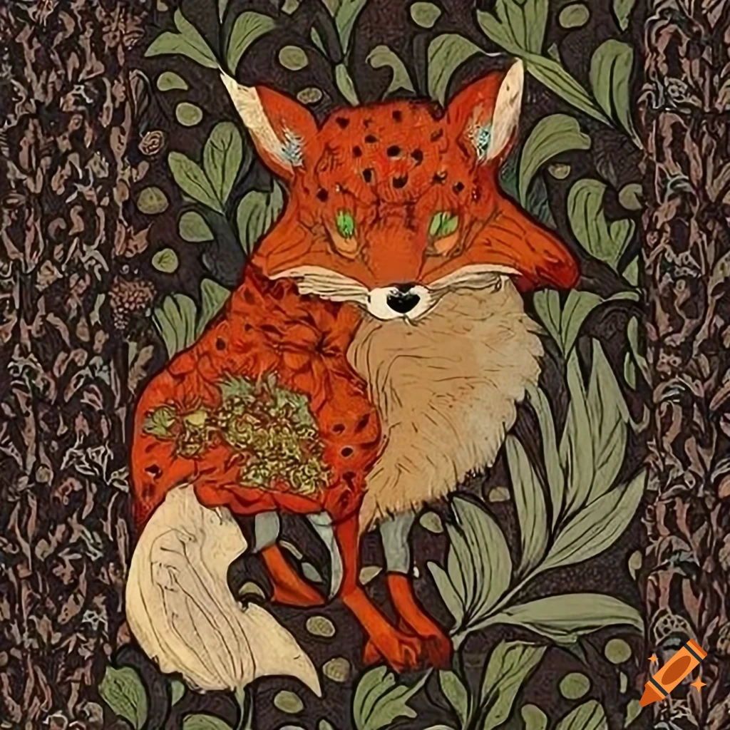 Fox illustration in batik and aboriginal textile style with influences ...