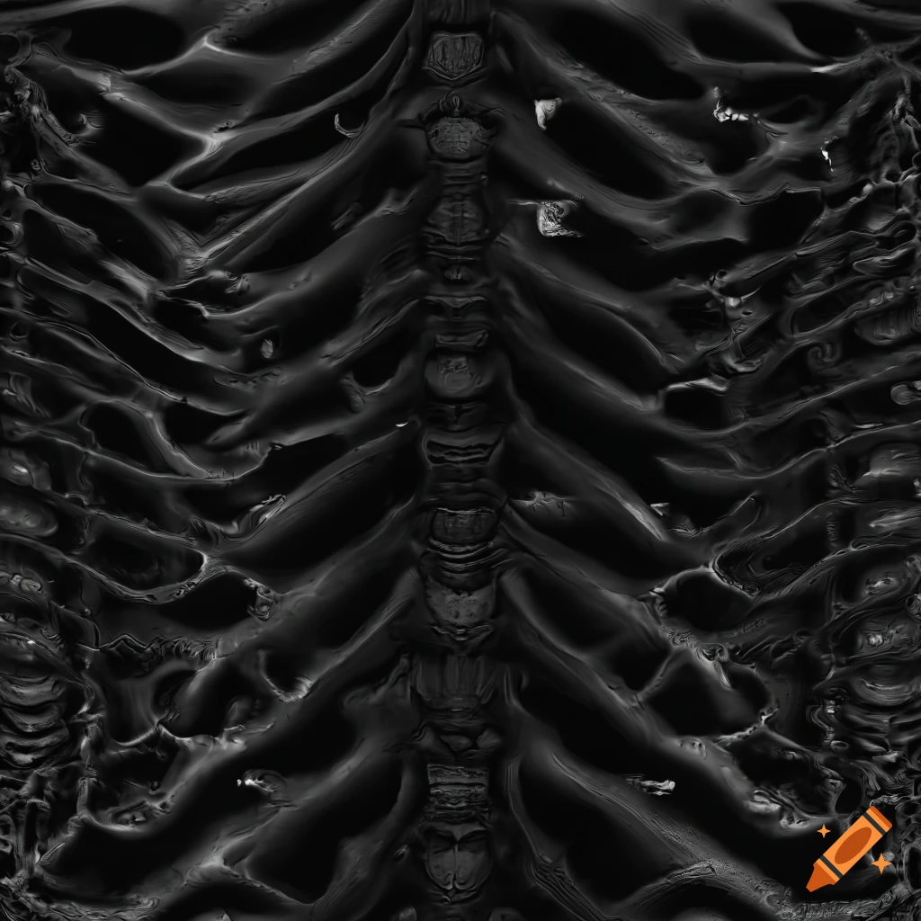 Seamless black and white alpha map biomechanical rib texture on Craiyon