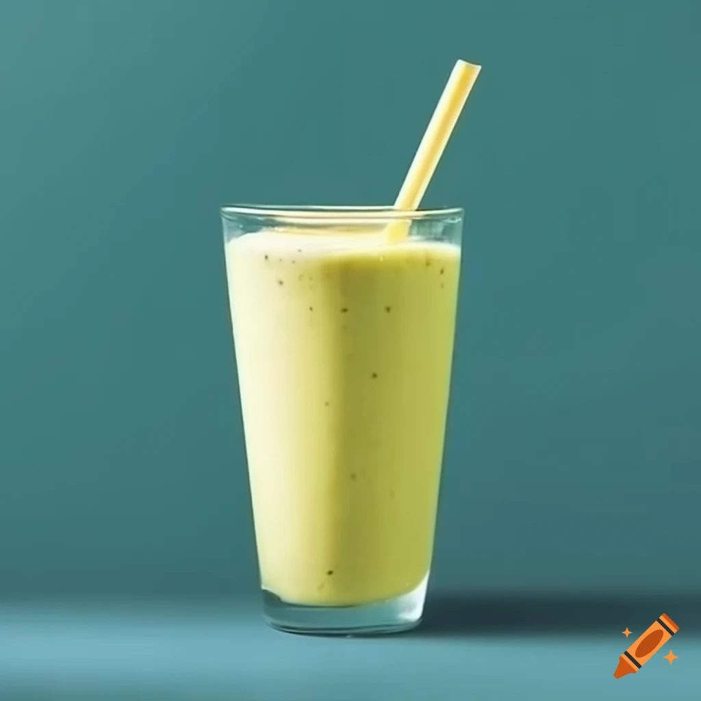 Glass of creamy light yellow smoothie shake on Craiyon