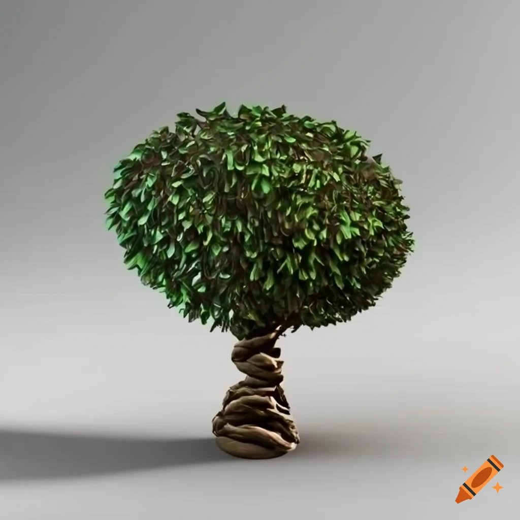 3d model of a spiral twisted tree bush with unique branches on Craiyon