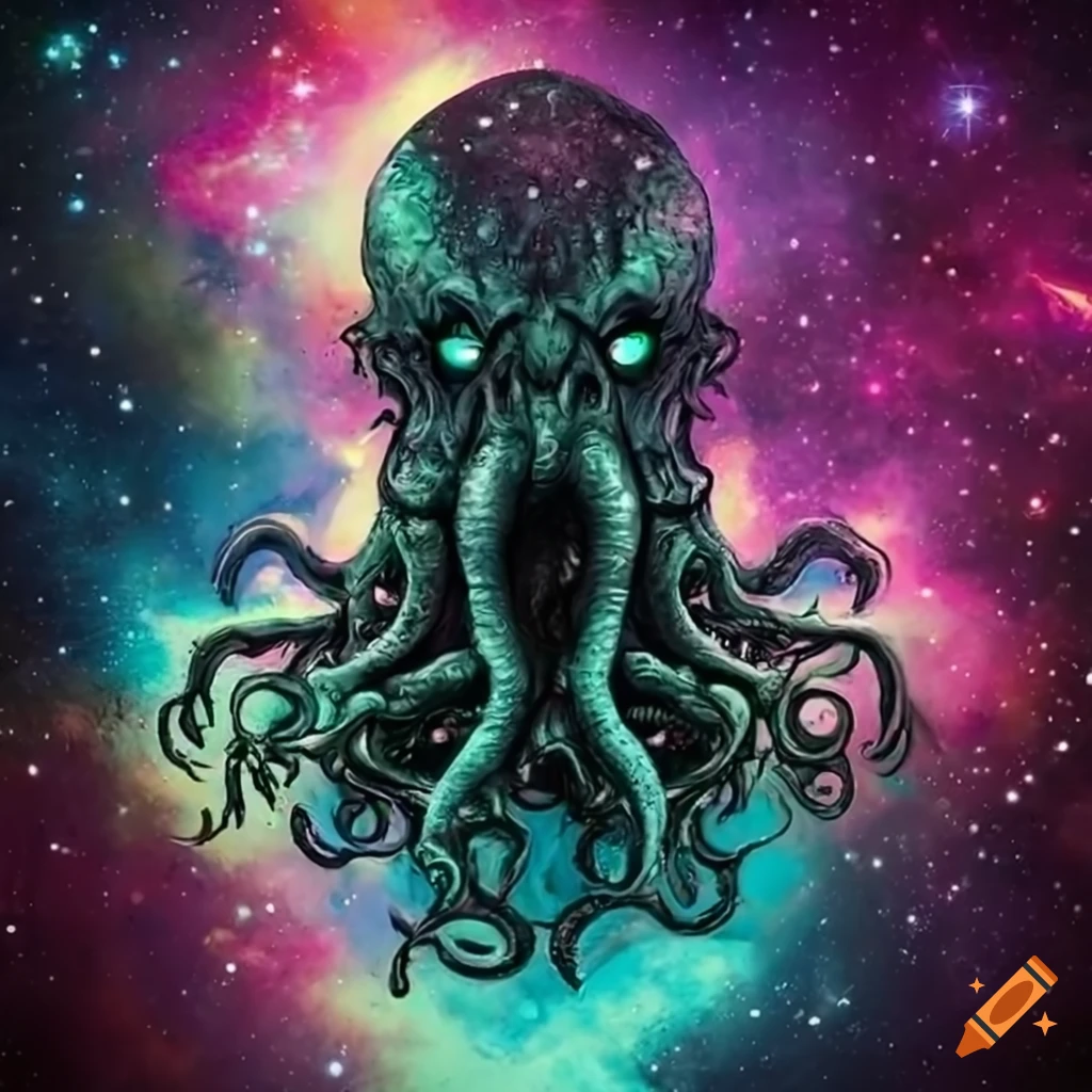 Powerful cthulhu with galaxy background in an epic portrait on Craiyon