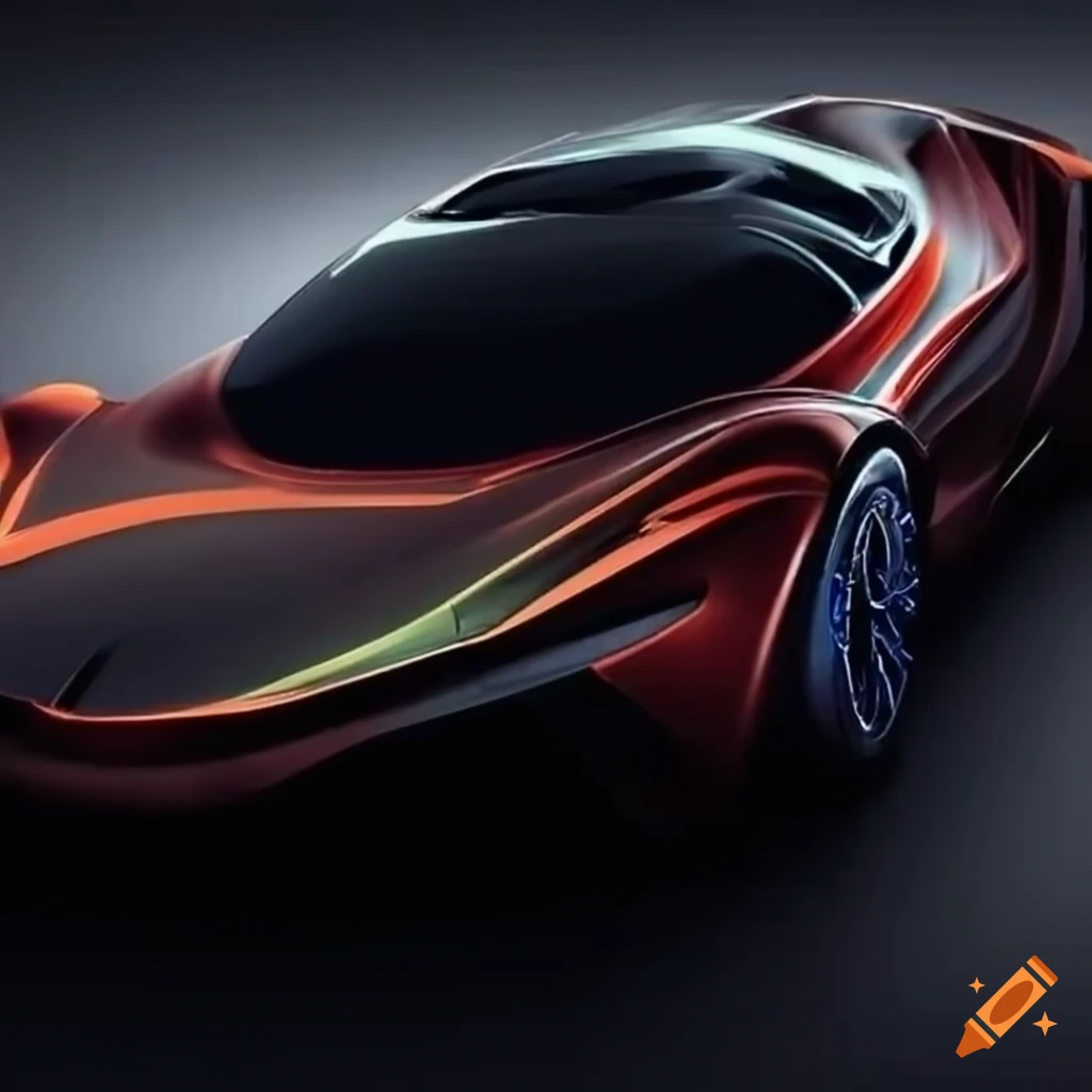 Sleek and powerful car with shiny paintjob and intricate design on Craiyon