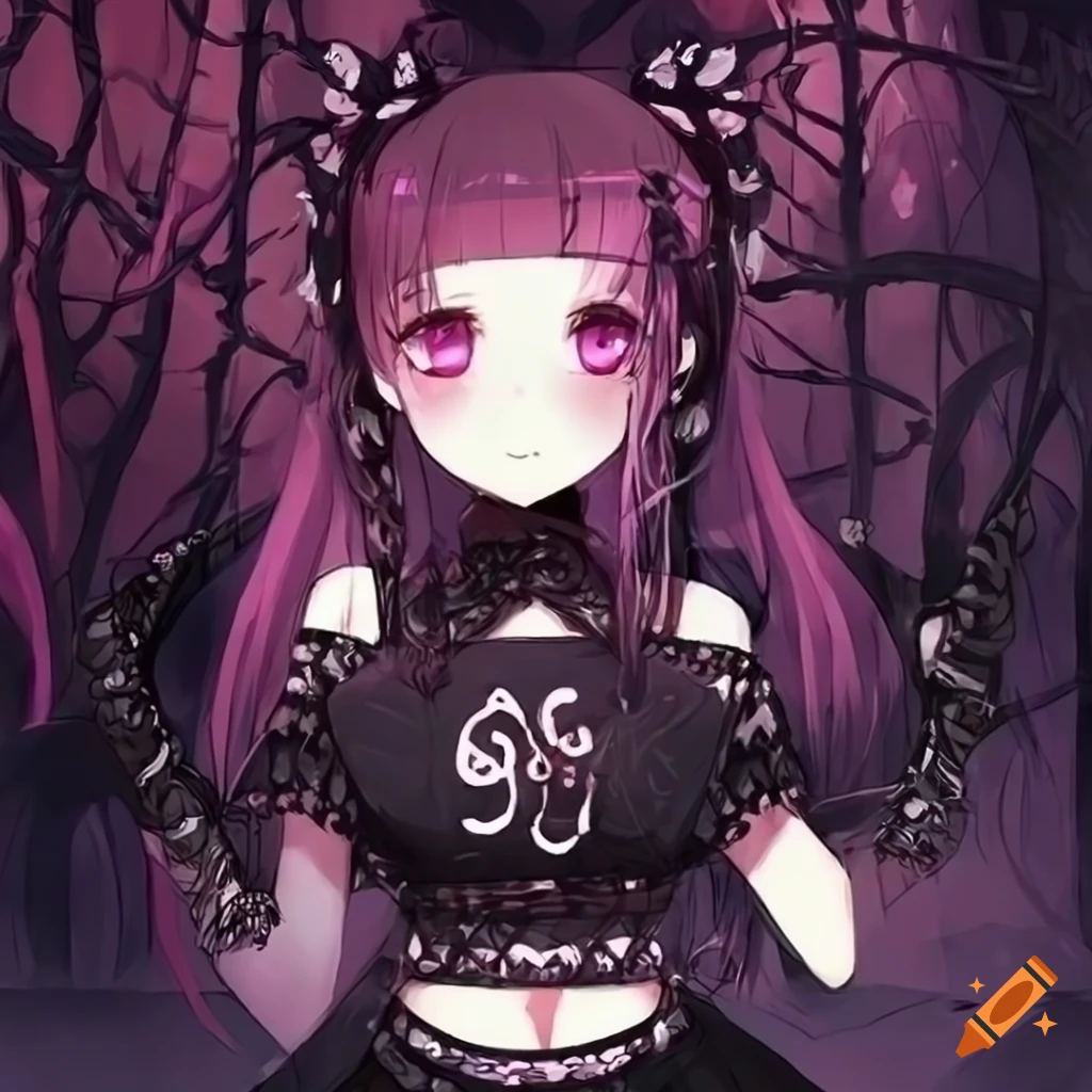 Goth anime girl on Craiyon