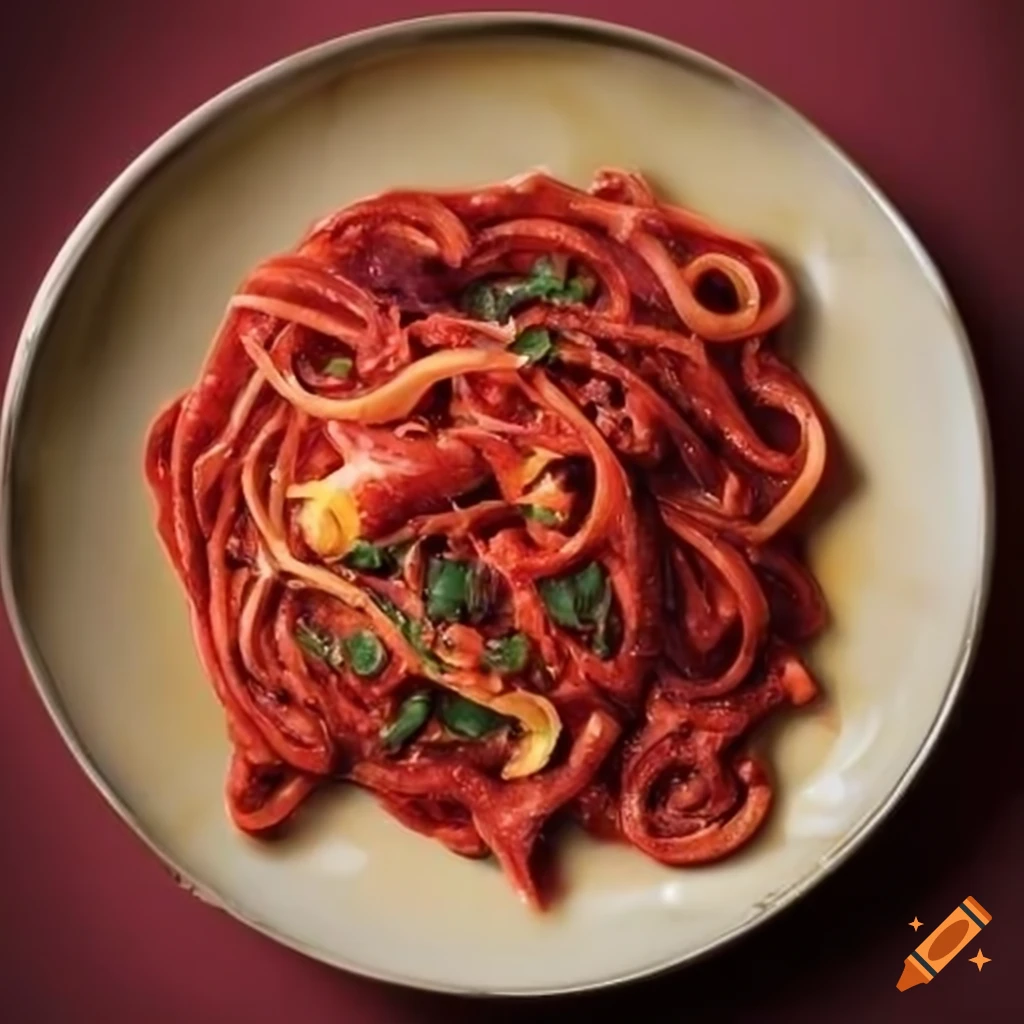 Red pasta dish on Craiyon