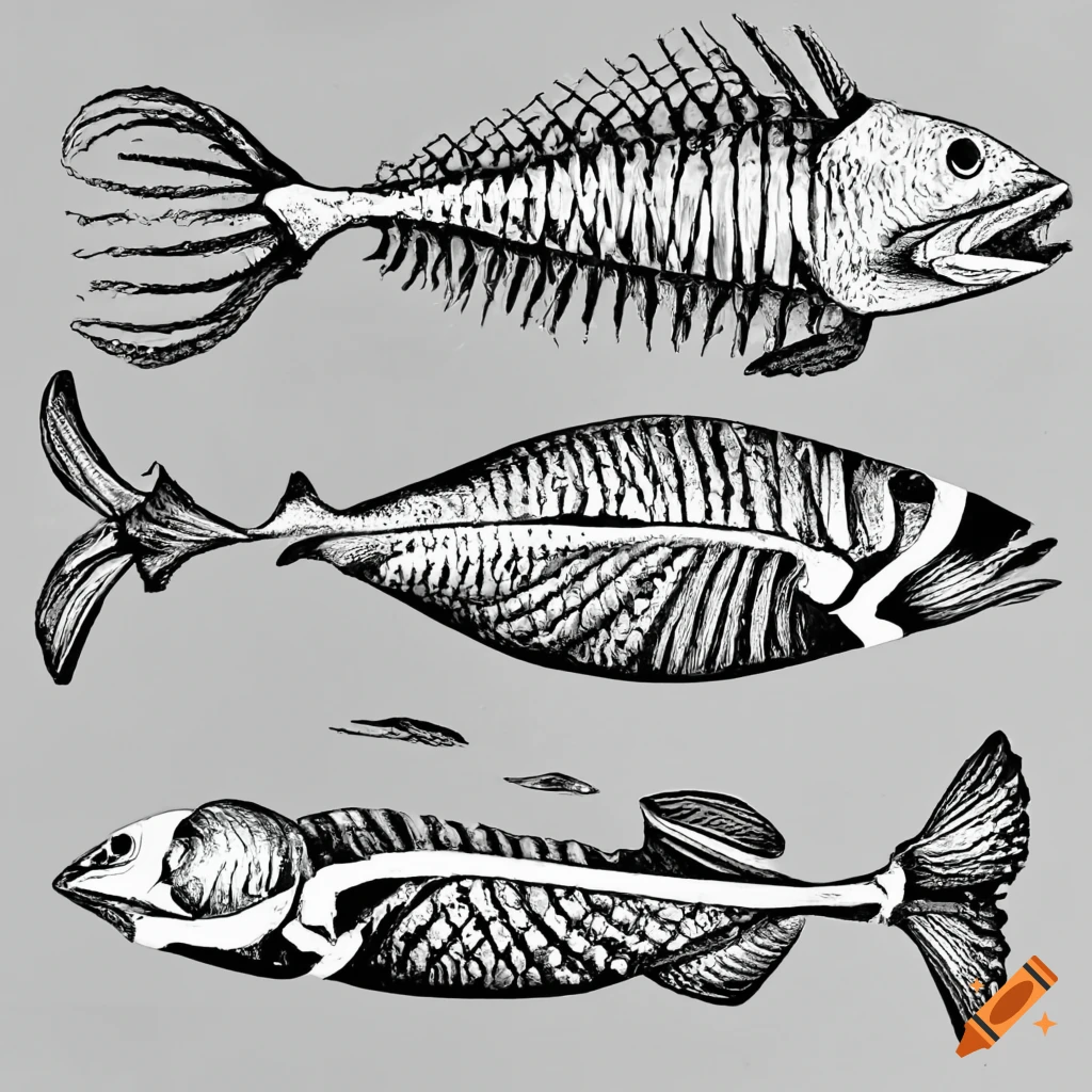 Structure of fish bones on Craiyon