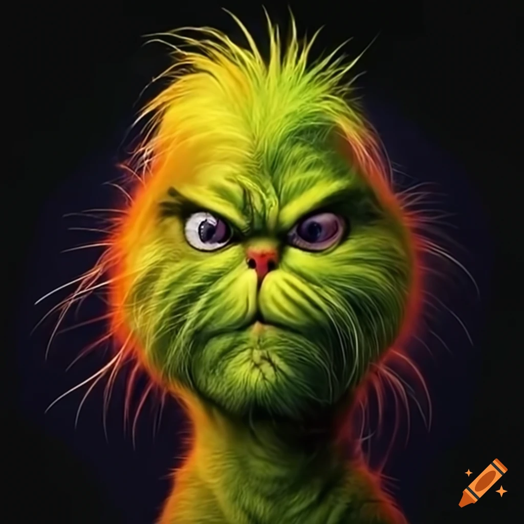 Funny mashup of cat and grinch character on Craiyon