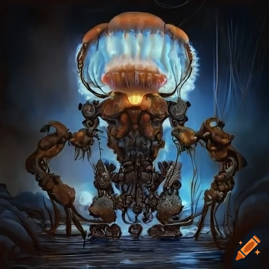 Mech jesus artwork with intricate layering and sharp focus on Craiyon