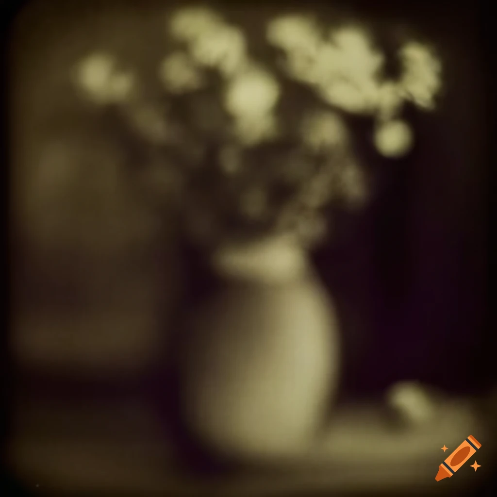 Blurry still life vase with meadow flowers in vintage photography style ...