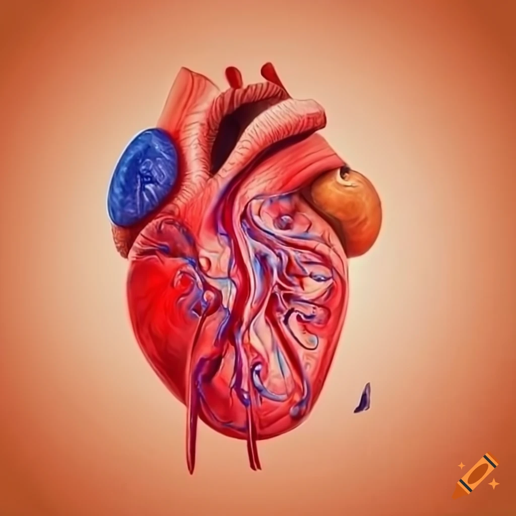 Illustration of heart and kidneys on Craiyon