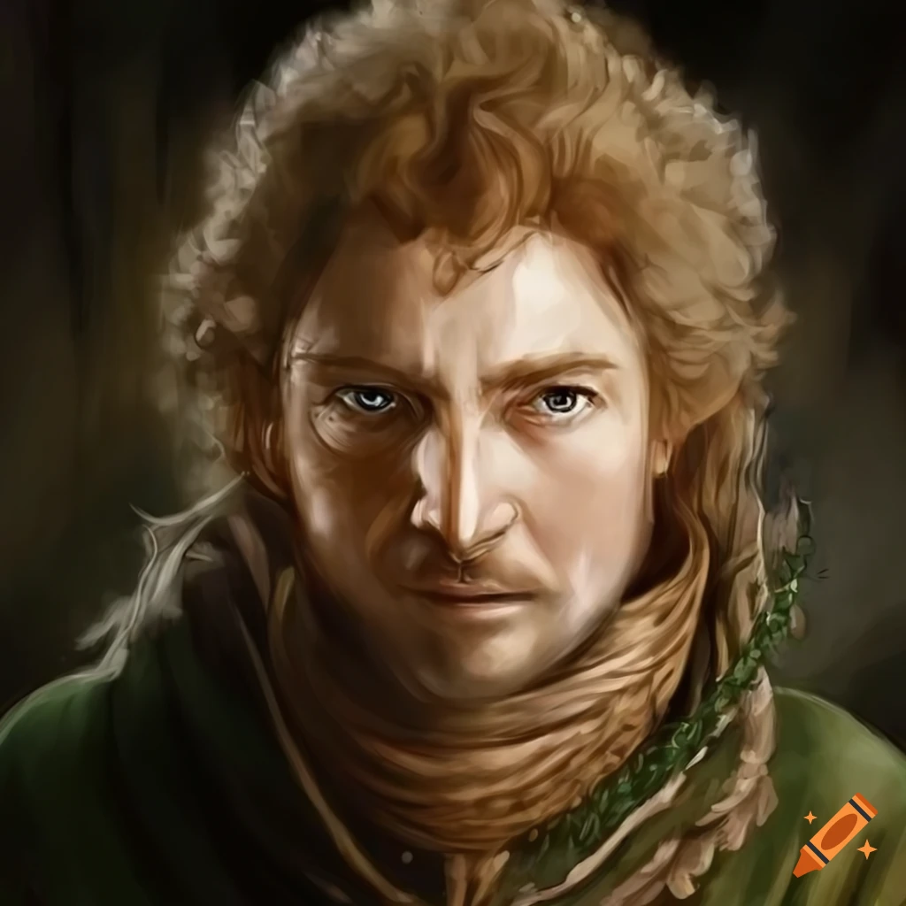 Hobbit portrait in a fantasy setting on Craiyon