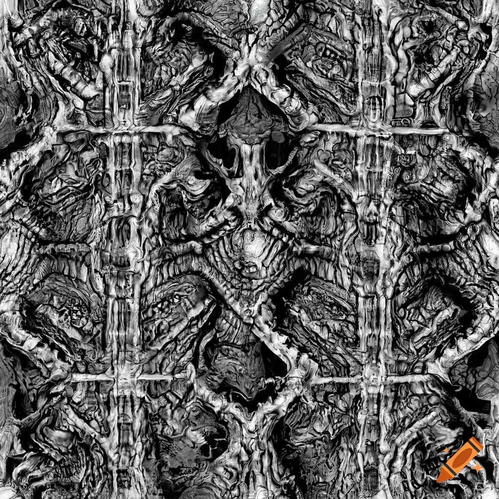 Seamless black and white alpha map biomechanical rib texture on Craiyon