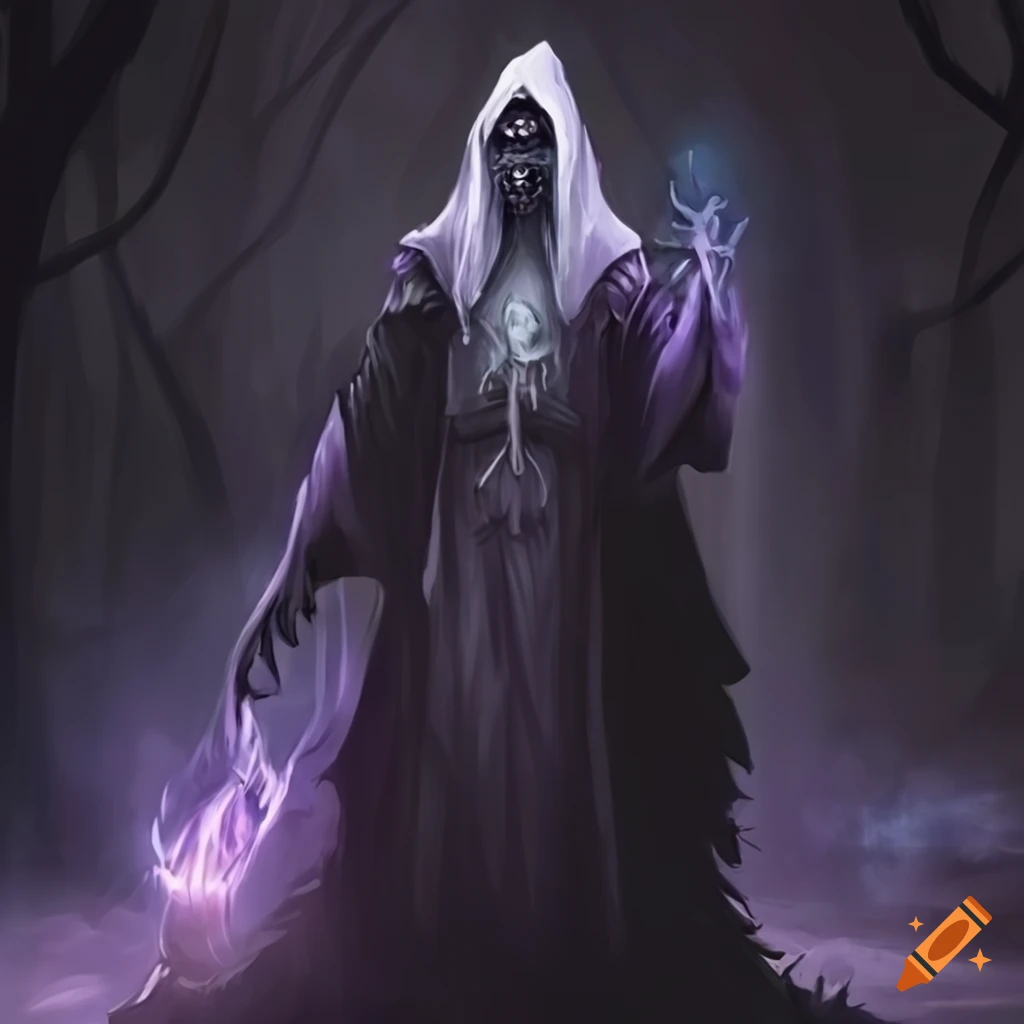 Sinister dark wizard in a fantasy setting on Craiyon