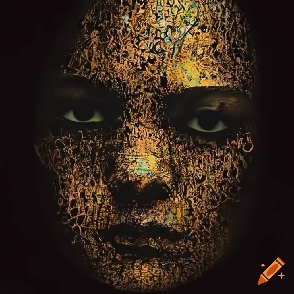 Abstract portrait with calligraphy representing life finds a way on Craiyon