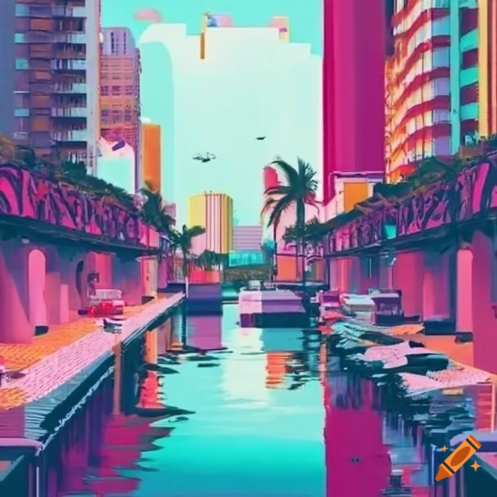 Lively miami scene on Craiyon