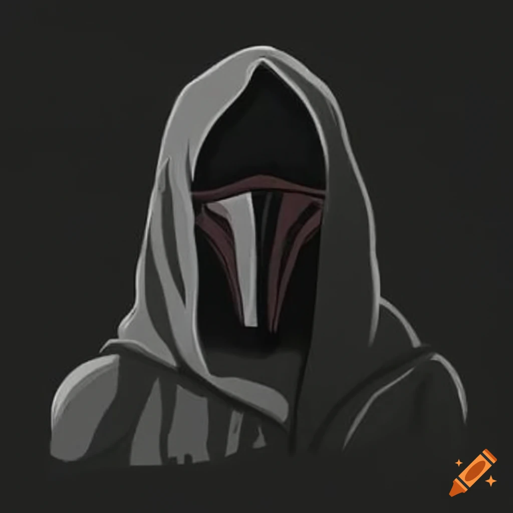 Hooded figure with an intimidating concealed mandalorian on Craiyon