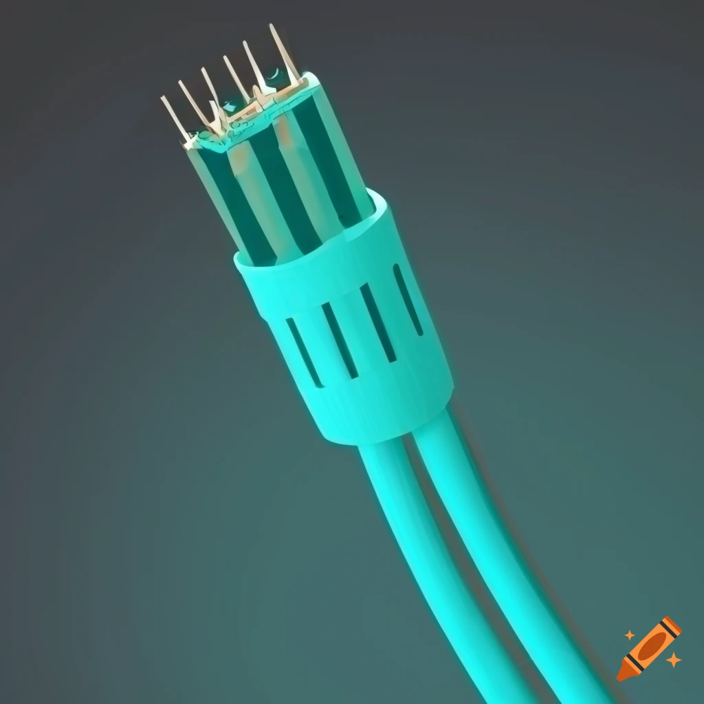 Teal isometric energy cables on a black background on Craiyon