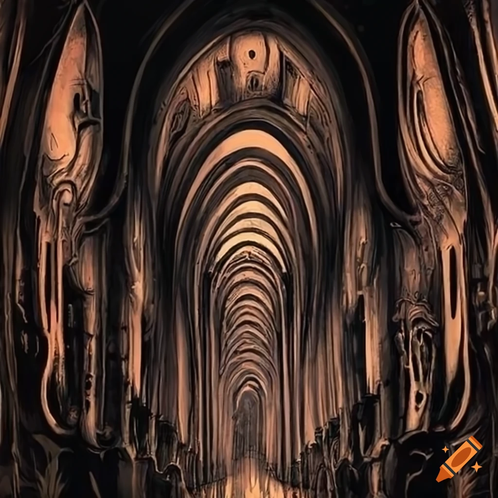 Giger-inspired cityscape on Craiyon