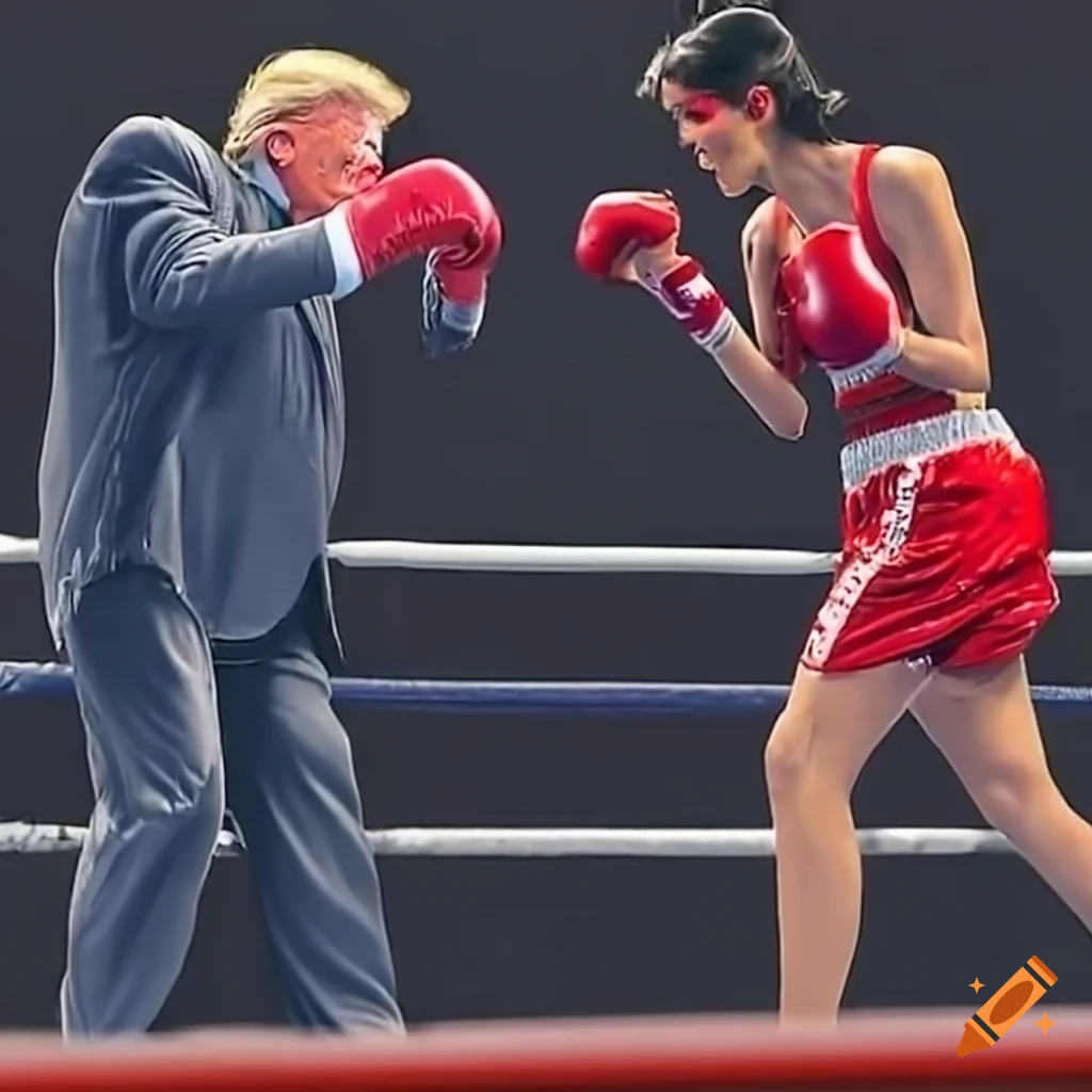Political satire: nikki haley defeating donald trump in a boxing match ...