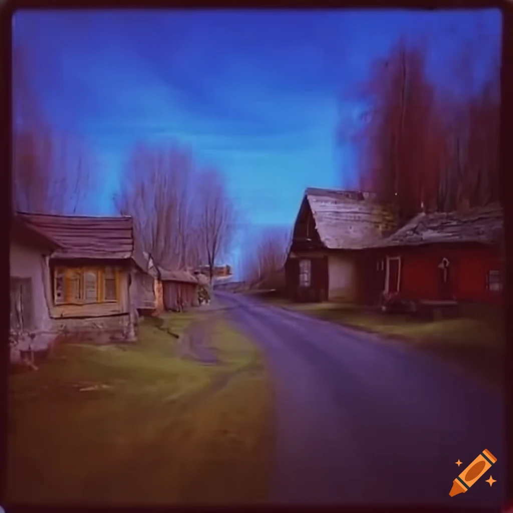 Russian village in vintage vhs style on Craiyon
