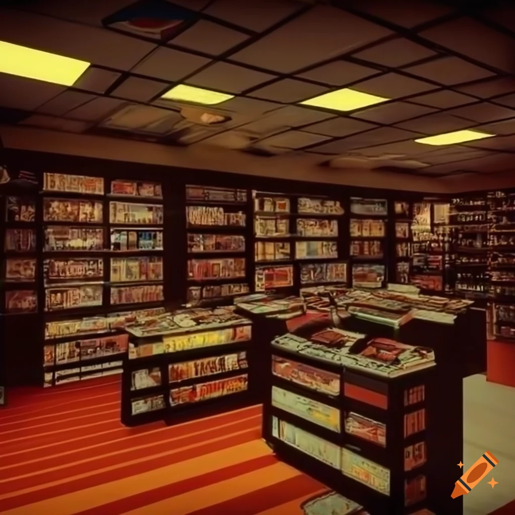 1970's video game store interior in photo realistic 4k resolution on ...