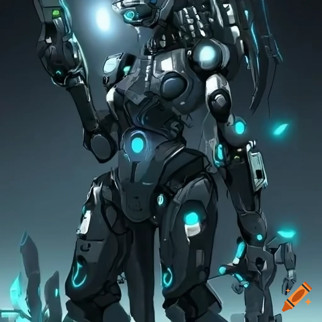 High-tech futuristic combat android robot with a camera-esque head on ...